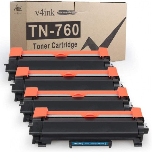 v4ink 4 Pack Brother TN760 TN730 Compatible Toner Cartridge With Chip
