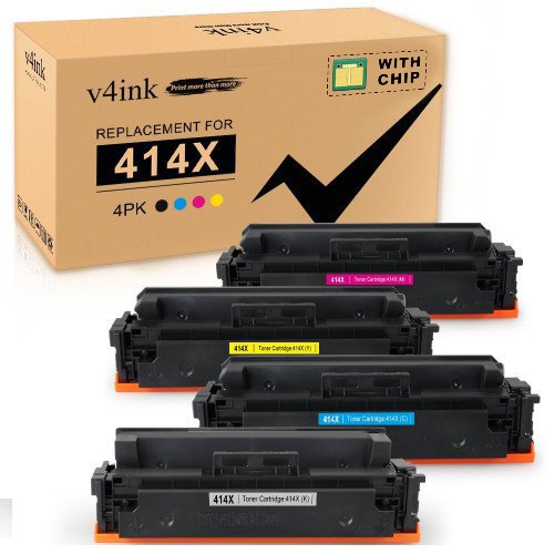 v4ink Compatible HP 414X Toner Cartridges 4 Color Set (With Chip)