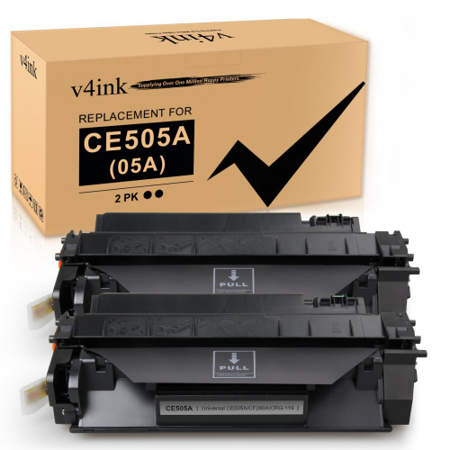 v4ink HP 05A CE505A Compatible Black Toner Cartridge - 2 Packs