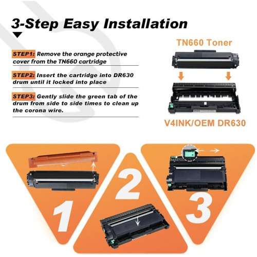 v4ink 4 Pack Brother TN660 TN630 Compatible Black Toner Cartridges
